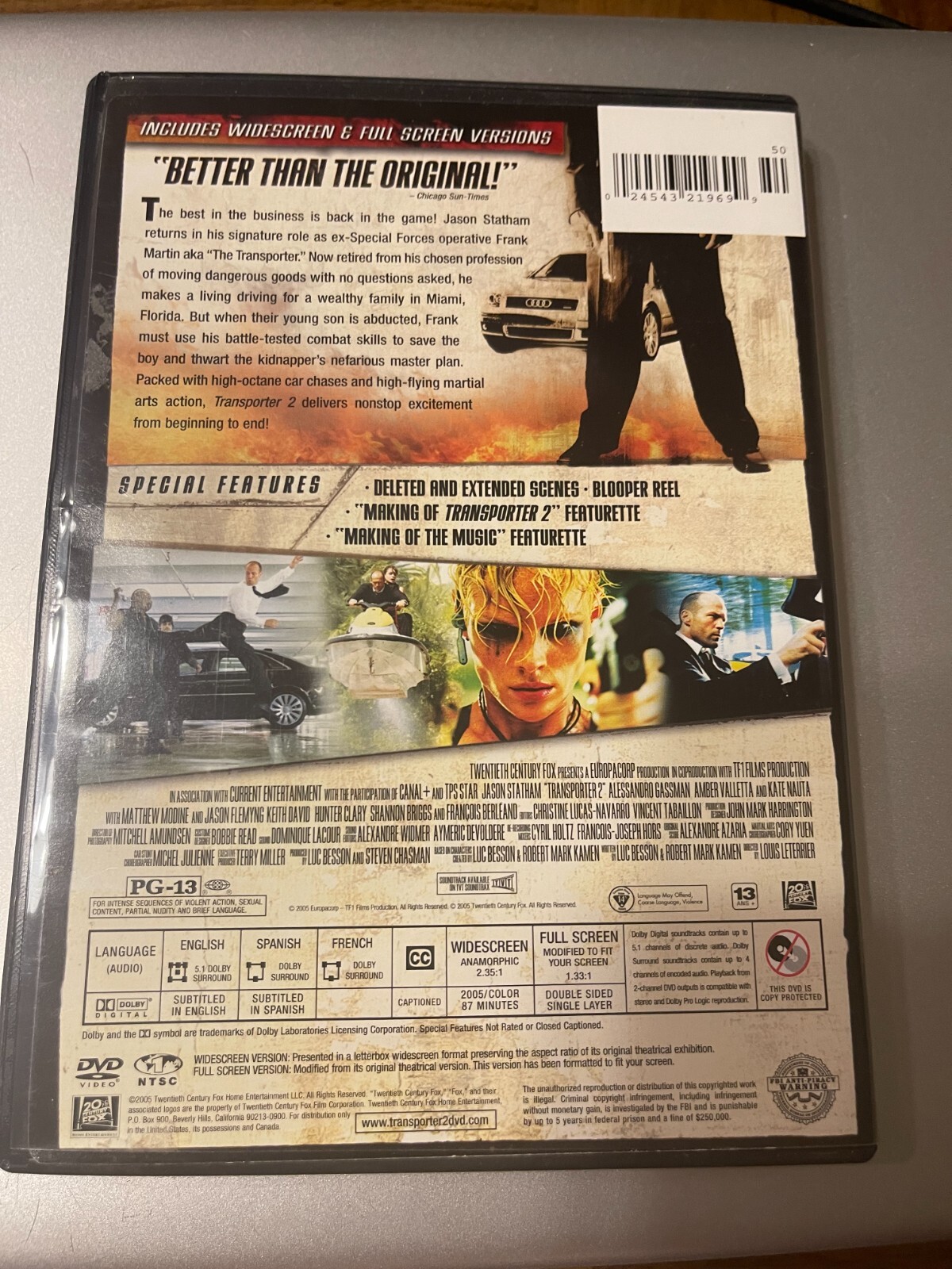 Transporter 2 (DVD, 2005, Widescreen/Full Screen) Jason Statham ...