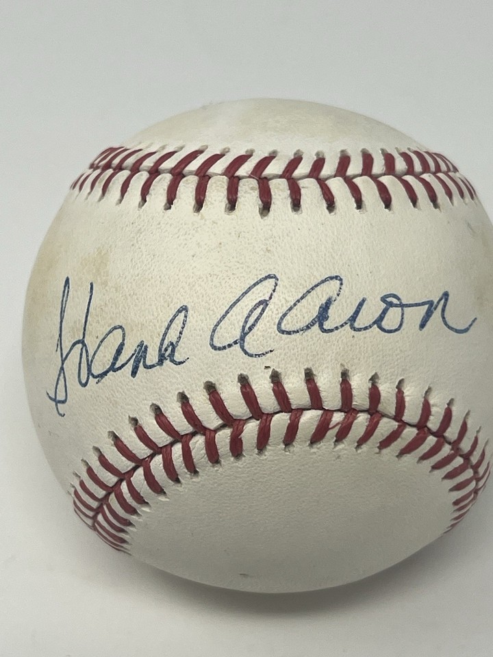 Hank Aaron Autographed Hand Signed Baseball Auto Atlanta Braves Hall of ...