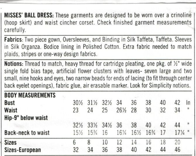 Simplicity 5724 Civil War Ball Gown Costume Pattern Bell Dress Women 6 ...