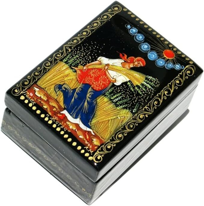 Miniature Handmade Russian Lacquer Keepsake Jewelry Box Trinket Fairy ...