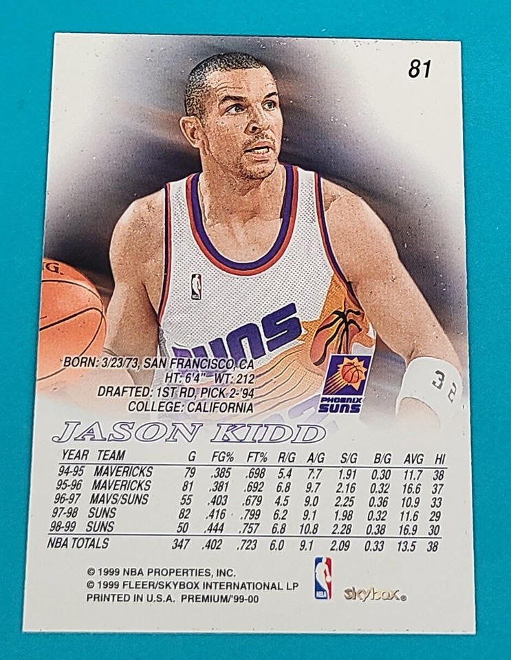 1999-00 SkyBox Premium #81 Jason Kidd Phoenix Suns BASKETBALL Card M6 ...
