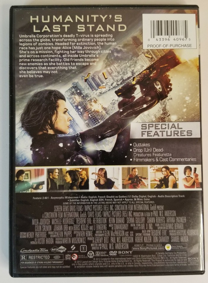 Resident Evil Trilogy DVD set + Retribution DVD Preowned Milla Jovovich ...