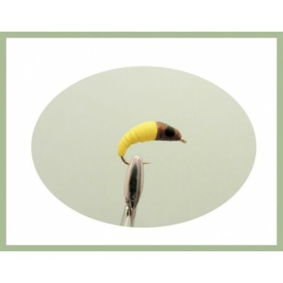 Maggot Fishing Flies, 6 Pack Yellow maggots, Trout Flies, Size 10 ...