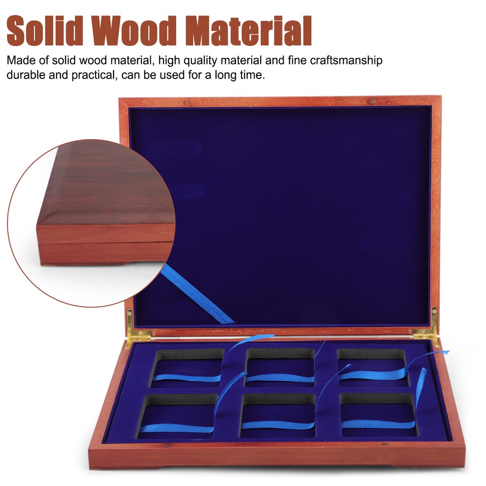 Coin Slab Storage Box Solid Wooden Display Case for 6 Certified PCGS ...