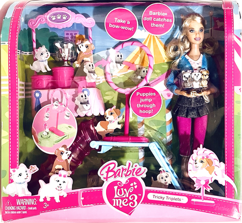 Mattel Barbie Luv Me 3 Tricky Triplets 11.5" Fashion Doll & Puppies ...