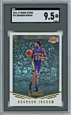 2016 Panini Studio 76 Brandon Ingram Rookie RC SGC 9.5 Mint + Lakers ...