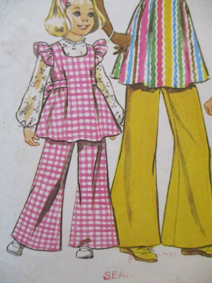 Simplicity Pattern 5483 Smock Tunic Bell Bottom Pants Girl's Size 8 Cut ...