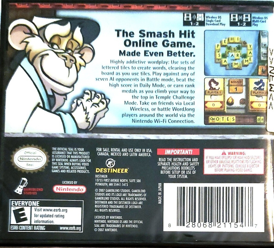 Nintendo DS : Word Jong Video Game 828068211547| eBay