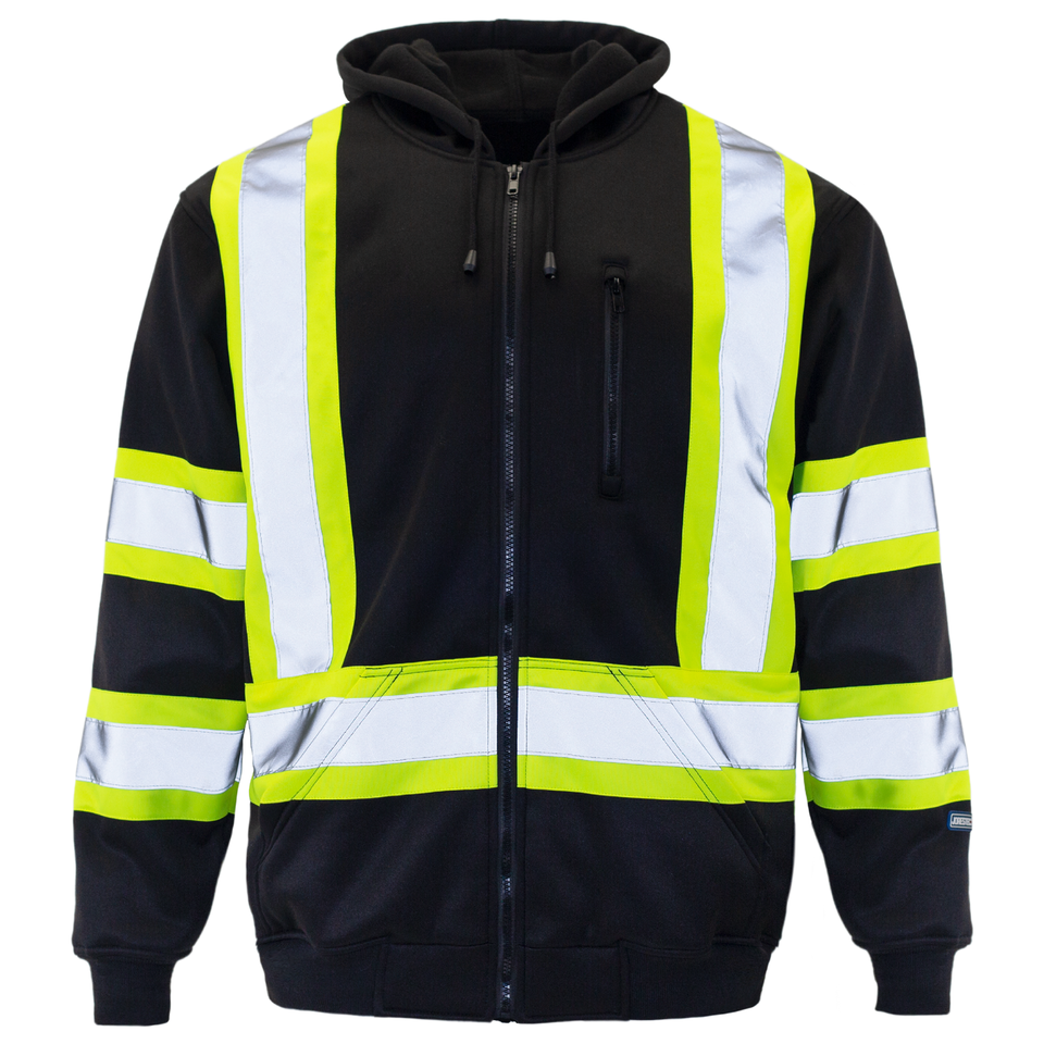 Men's High Visibility Safety Sweater Two Tone Lime / Yellow with X on ...
