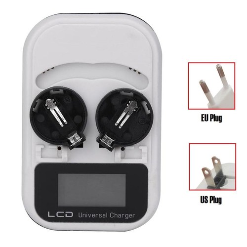 Rechargeable with LCD Battery Charger Fast Charging Button Cell 2 Slot ...