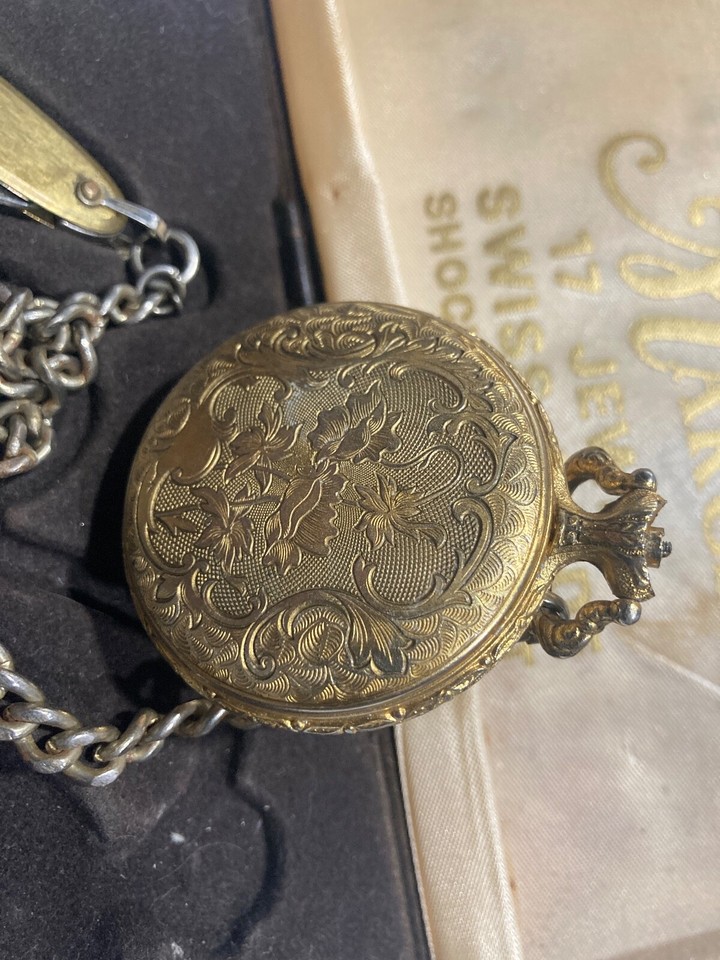 vintage pocket watch & chain Marcel 17 Jewels with knife | eBay