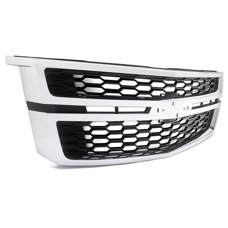 For 2015-2020 Chevrolet Tahoe Suburban Front Upper Grille Chrome&Black ...