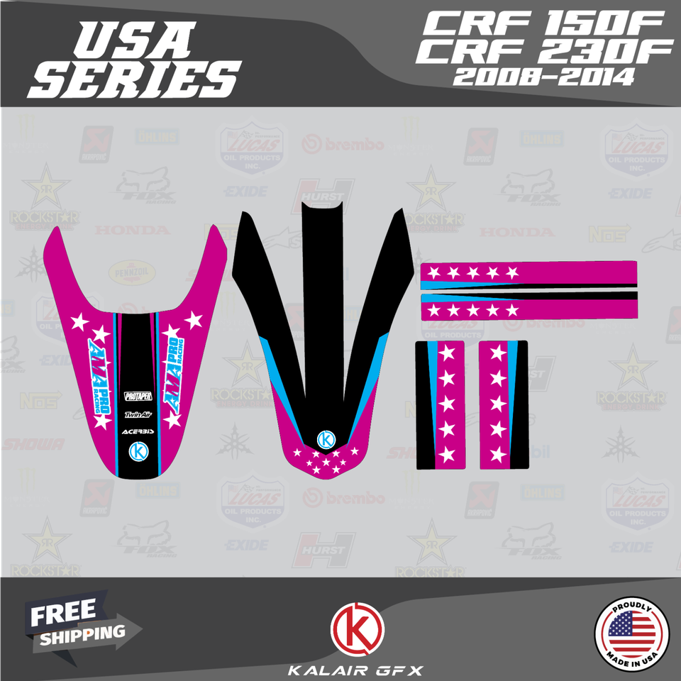 Graphics Kit for HONDA CRF150F CRF230F (2008-2014) Usa Series - Magenta ...