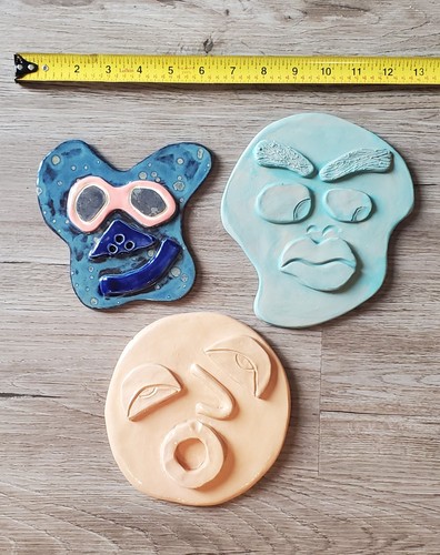 Pottery Clay Art Face Mask Masks Wall Decor Weird Whimsical 3D Handmade ...