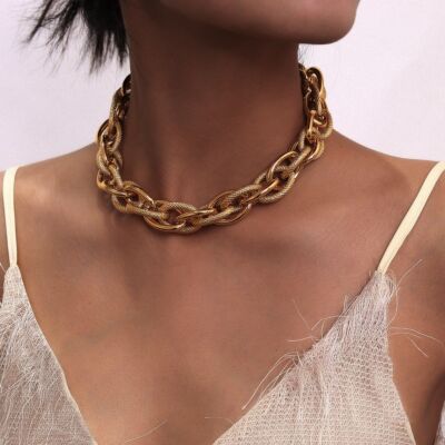 Punk Rock Choker Necklace Chunky Thick Chain Iron Alloy Fashion Jewelry ...