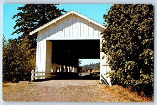 c1960 Linn County Oregon Postcard Covered Bridge Calapooya River ...