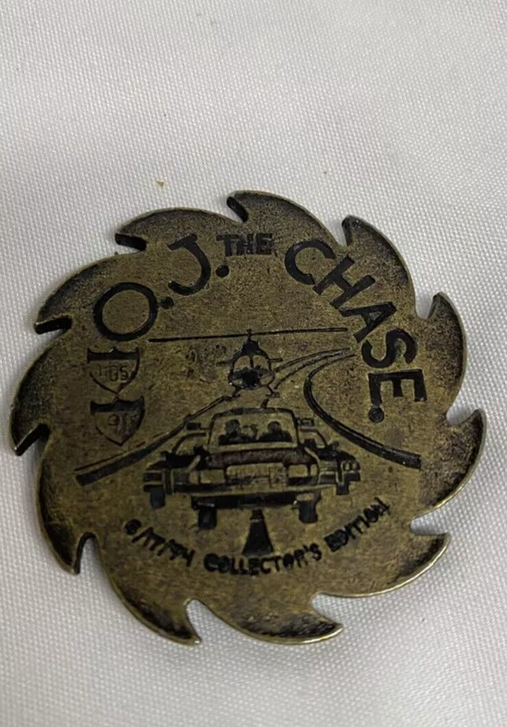 OJ SIMPSON IN THE SLAMMER THE CHASE BRASS SAW BLADE POG MEDALLION TOKEN ...