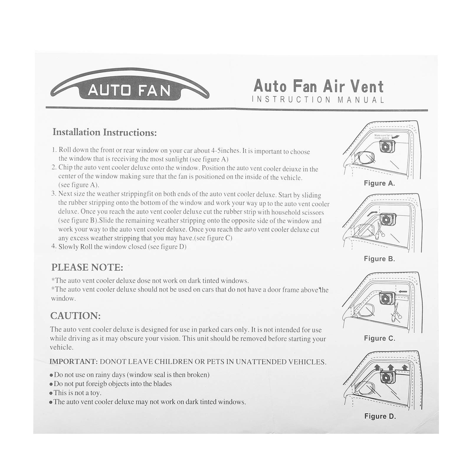 Solar Power Fan Car Window Cooler Air Vent Cooling Exhaust Conditioner ...