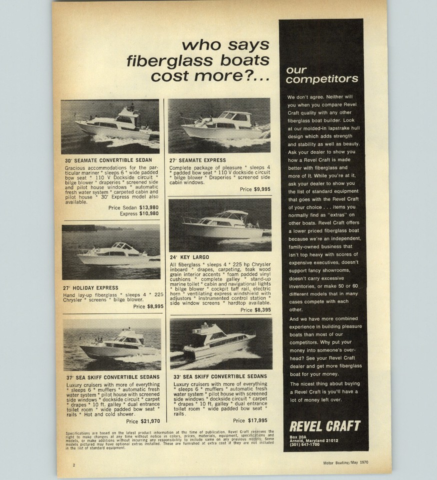 1970 PAPER AD 65' Huckins Fairform Flyer Yacht Offshre Revel Craft ...