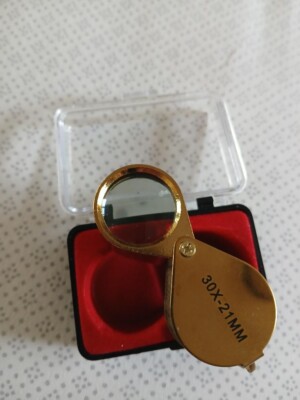Coins Medals Magnifier Loupe 30 x 21mm Gold Frame Glass Vintage Eye ...