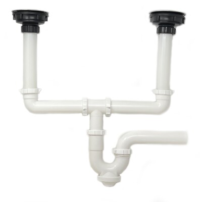 1 1/2" All-In-One-Drain Kit for Double Bowl Kitchen Sinks- P Trap- Hard ...