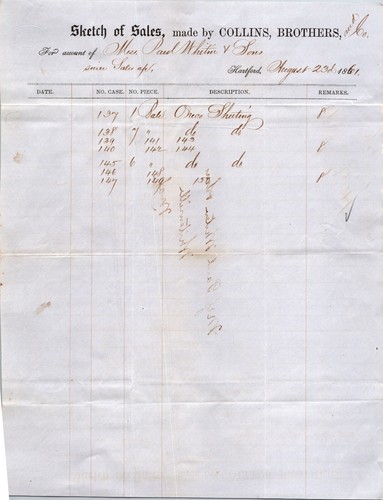 Collins Brothers Hartford CT 1861 Civil War Era Billhead | eBay