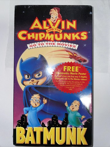 BATMUNK SEALED NEW VHS ALVIN AND THE CHIPMUNK GO TO THE MOVIES W/ HYPE ...