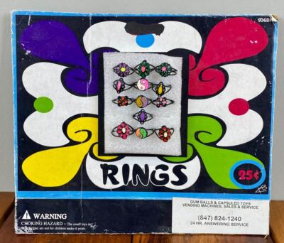 Vintage Gumball Vending Machine Toy Enamel Rings Hippie Flower | eBay