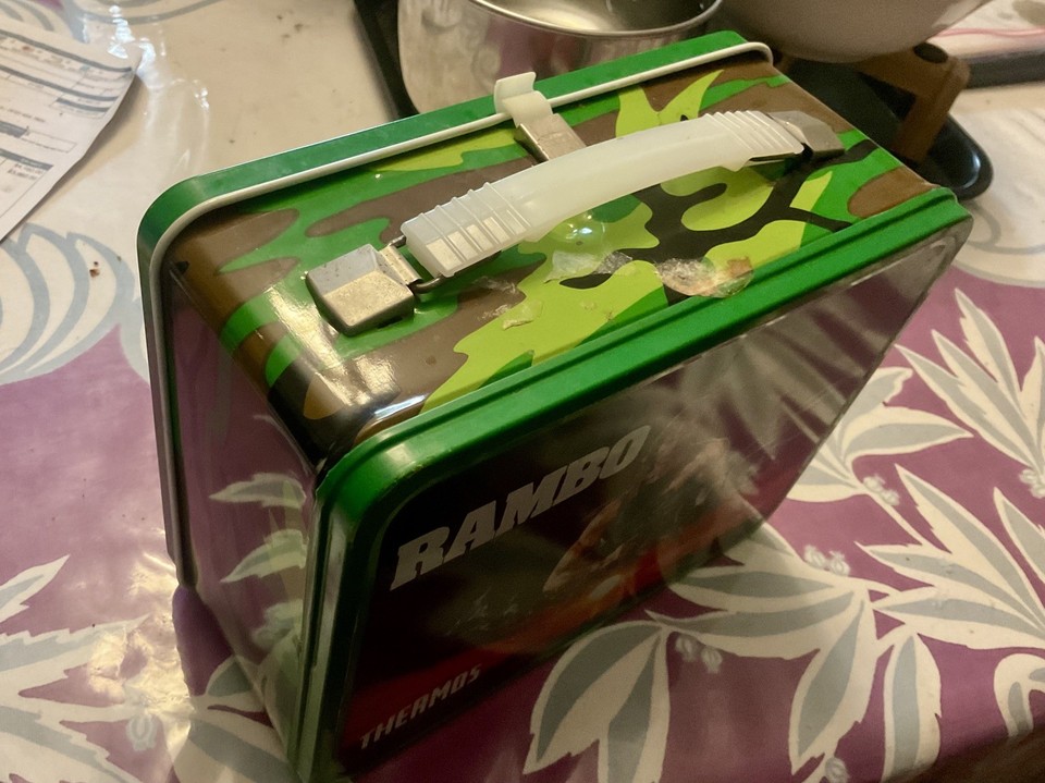 Vintage Thermos 1985 Rambo Metal Lunch Box with Hills price tag, No ...
