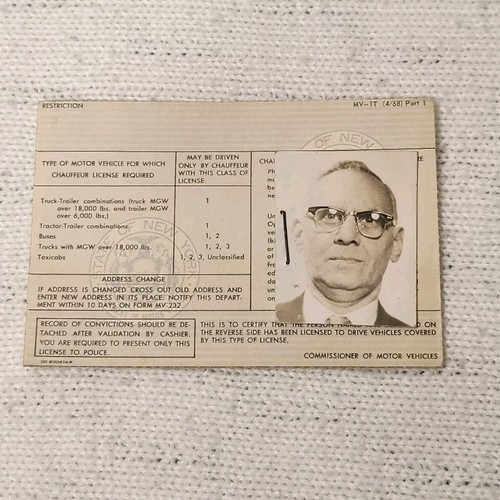 Vintage Chauffeur License Driver 1970 NY New York Paper | eBay