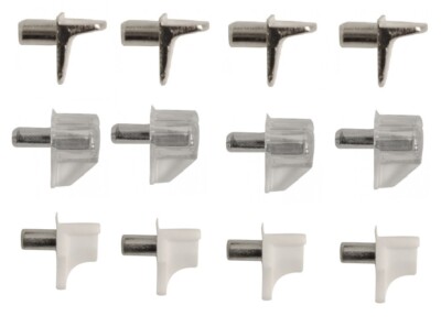 PUSH IN SHELF SUPPORT PINS Plastic Studs Peg Bookcase Cabinet Shelves ...