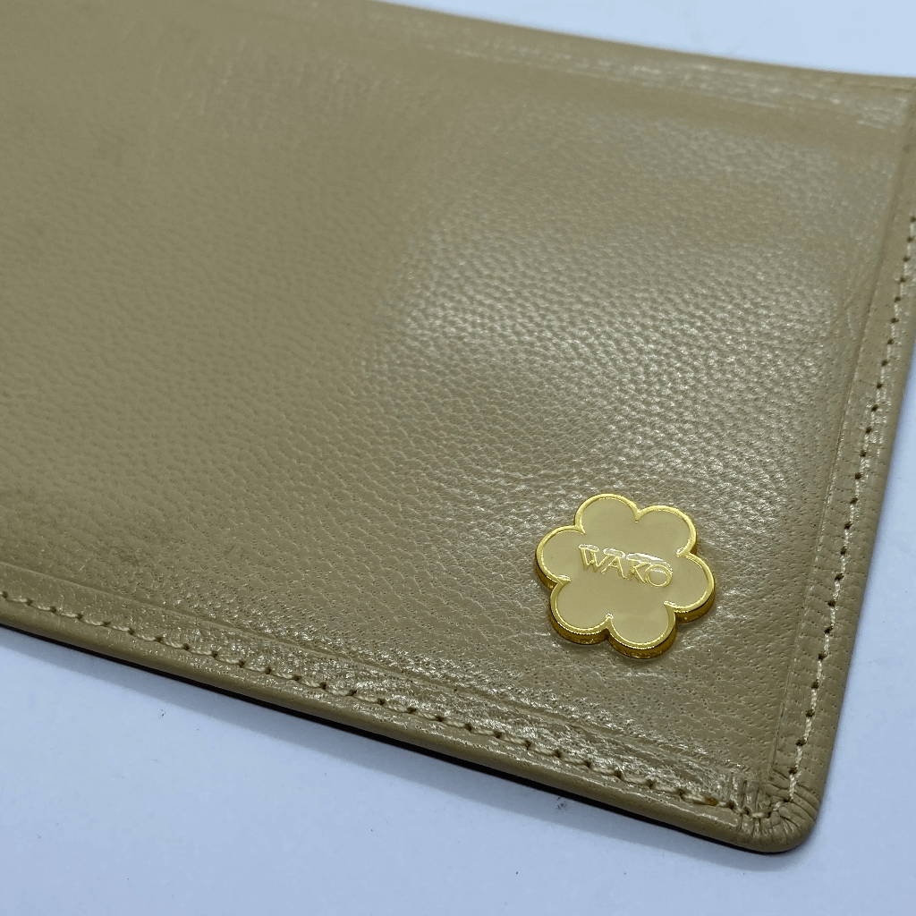 Authentic WAKO Beige Leather Long Open Face Wallet / Bill Holder | eBay