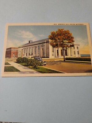 Vintage Postcard Memorial Hall, Racine, Wisconsin | eBay