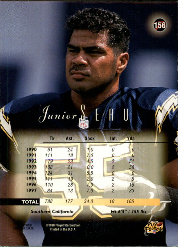 1998 Playoff Prestige Hobby Red Chargers Football Card #156 Junior Seau ...