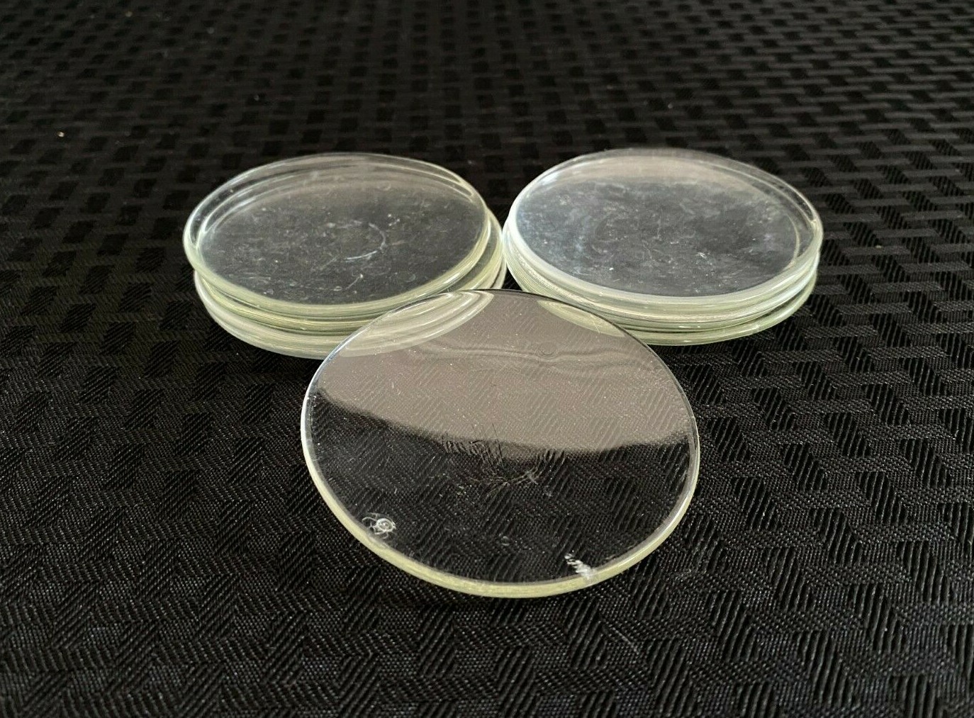 Lot of (9) Corning Pyrex Glass 75mm OD Chemical Watch Beaker Covers ...