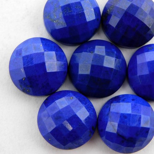 10 Pcs Natural Lapis Lazuli 20x20mm Round Checker Cut Loose Gemstone | eBay
