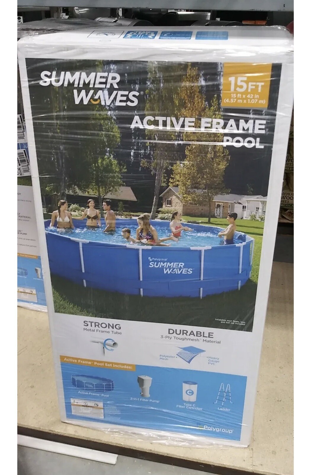 Summer Waves 15ftx42in Active Frame Pool Set W/ Filter Pump - NEW ...