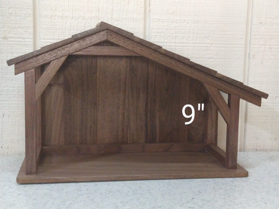 Traditional Walnut Nativity Stable w/floor/Creche/Christmas Manger ...