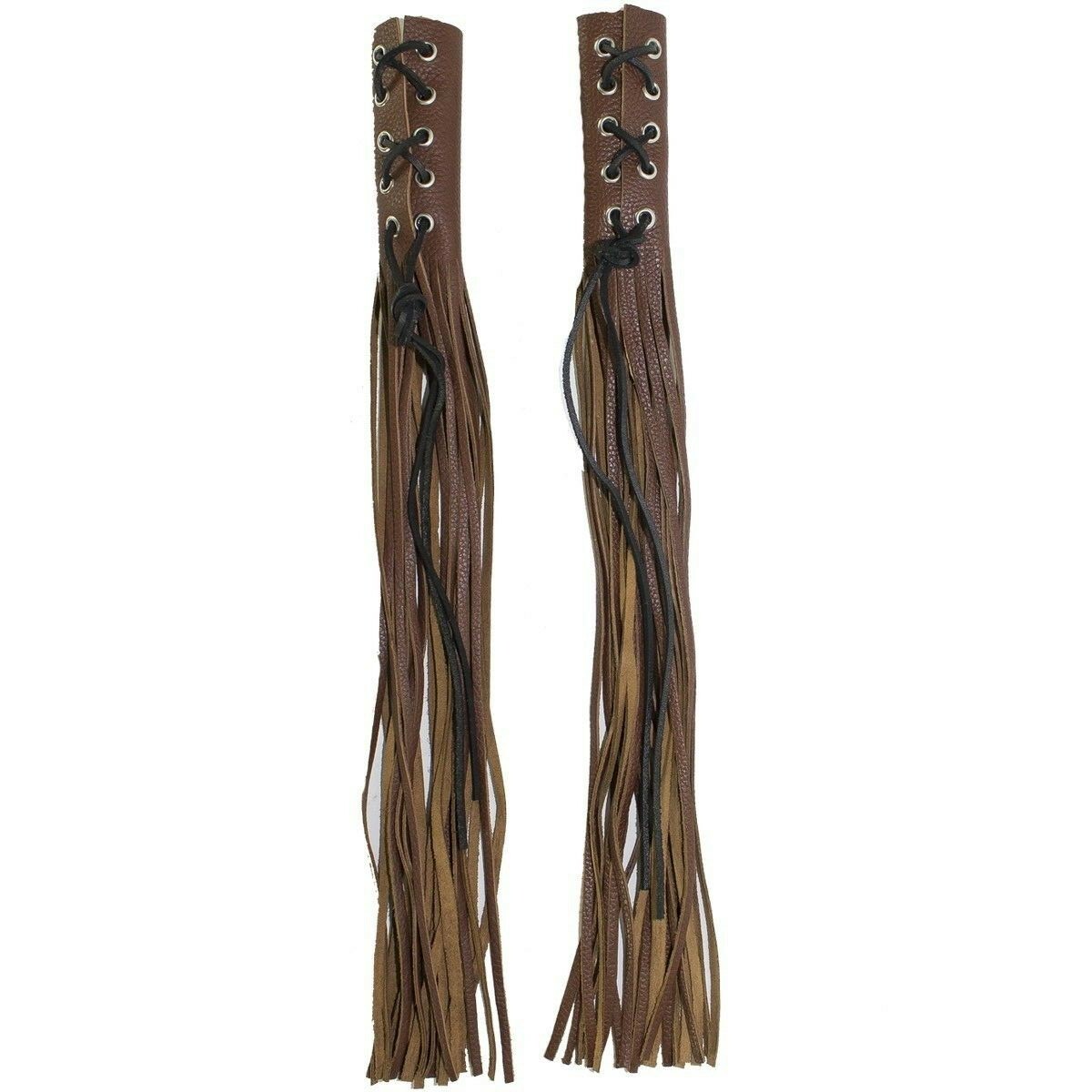 Motorcycle Handlebar Grip Leather Fringe Covers Brown 22 1/2 Inch Long ...