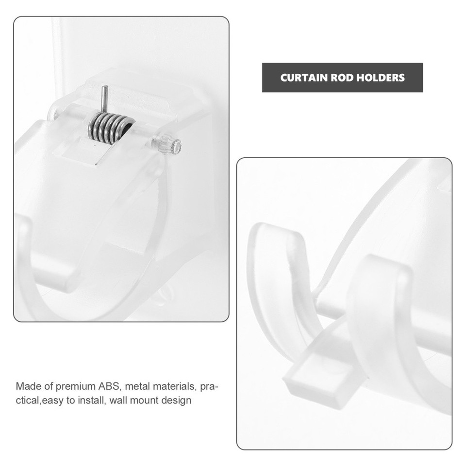 2 Pcs Adhesive No Drill Curtain Rod Holder Brackets Nail Free Hooks ...