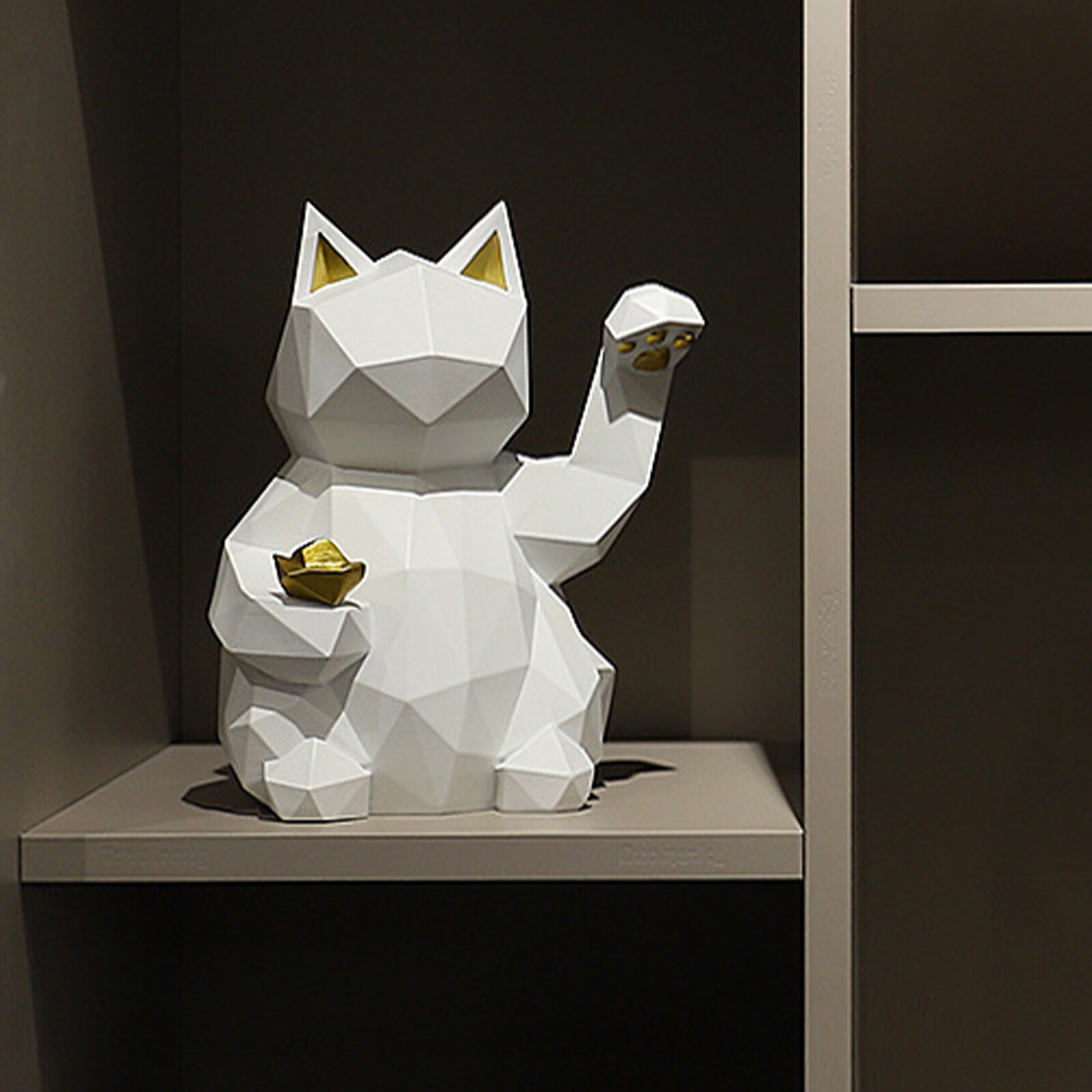 Geometric Decorative Lucky Cat Statue Ornaments Matte Home Decor for ...