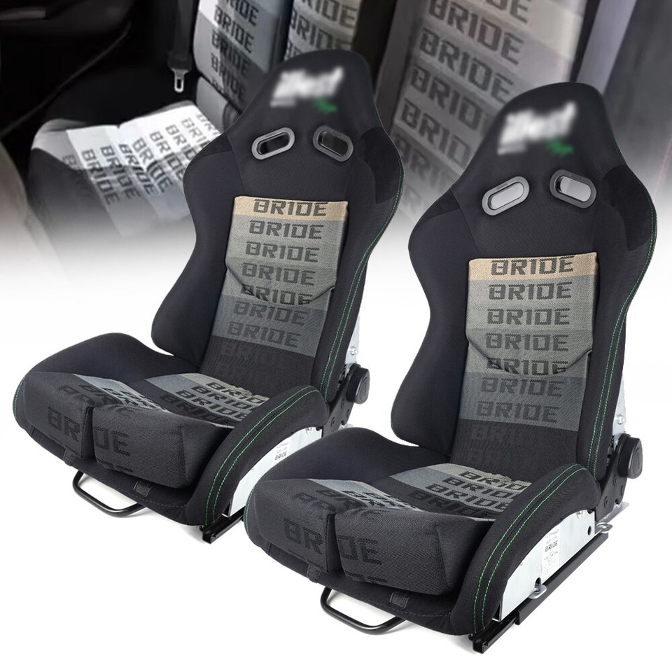 2X BRIDE Seats Low Max Racing Seats Black Adjustable Backrest w/ Slider ...