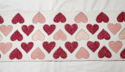 Valentines Red Pink Hearts Beaded Table Runner 13"x 36" | eBay