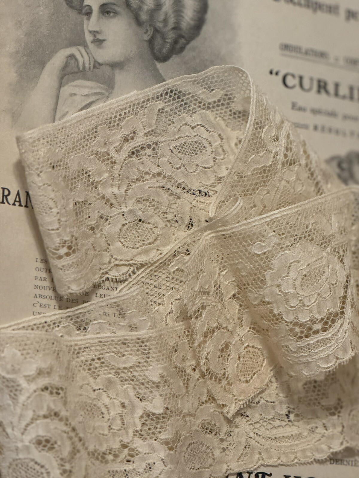 Antique French Lace Cotton 2 1/2" W Beautiful Floral Pattern 35" L | eBay