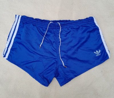 Vintage adidas Shorts Men's Medium Blue White Polyamide Shiny High Cut ...