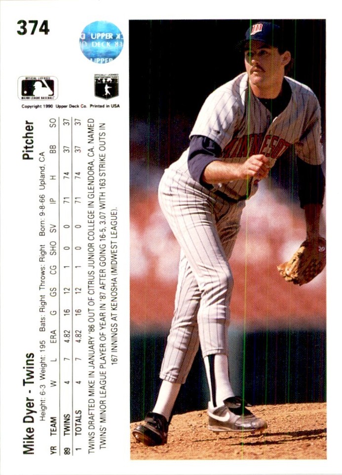 1990 Upper Deck Mike Dyer Baseball Cards #374 | eBay