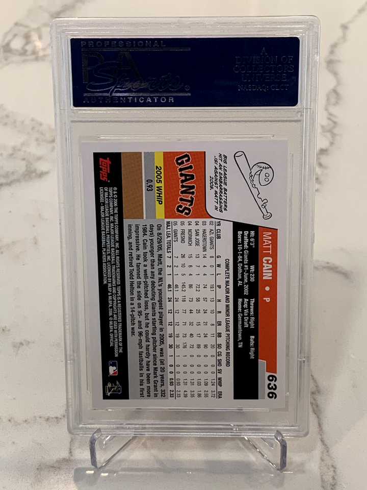 2006 Topps #636 Matt Cain Rookie RC PSA 10 (Low Pop) SF Giants | eBay