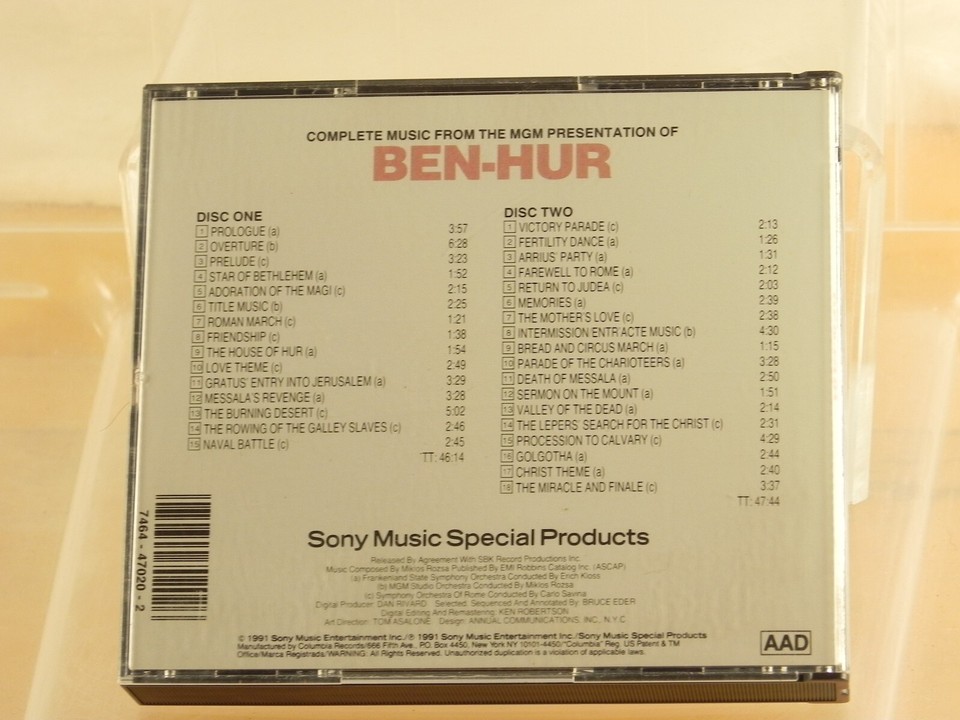 Ben-Hur [Soundtrack] by Miklós Rózsa (CD, 2 Discs, Sony Music ...