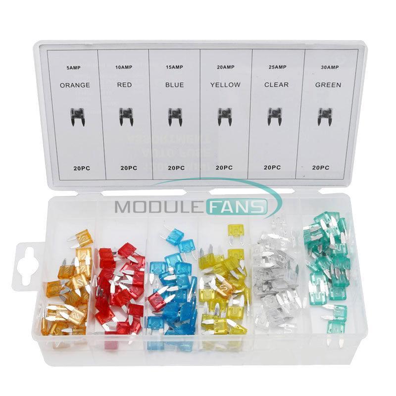 120PCS Assorted Car Fuse Auto Truck Fuses Mini Blade Fuse Kits 5-30 AMP ...
