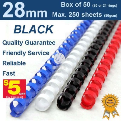 28mm Plastic Binding Combs BLACK - 20 or 21 ring (Box of 50) -Buy 2 ...